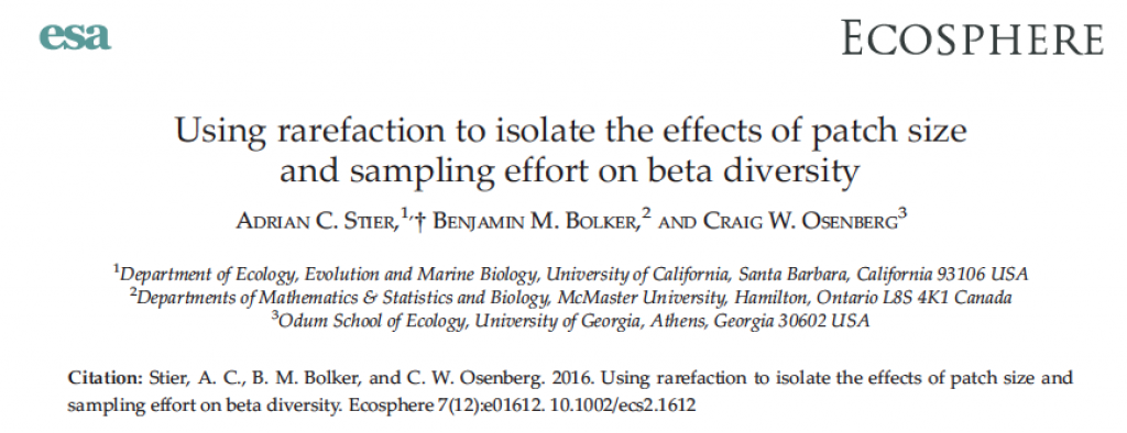 Adrian’s beta-diversity paper is available in Ecosphere! – Osenberg Lab